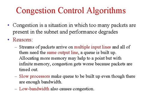 Congestion Control Algorithms Congestion Is A Situation In
