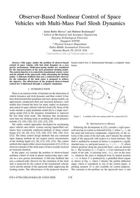 Pdf Observer Based Nonlinear Control Of Space Vehicles With Multi