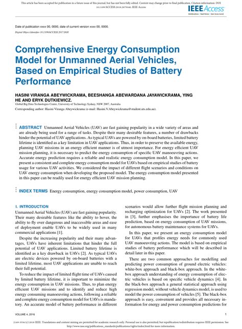 Pdf Comprehensive Energy Consumption Model For Unmanned Aerial Vehicles Based On Empirical
