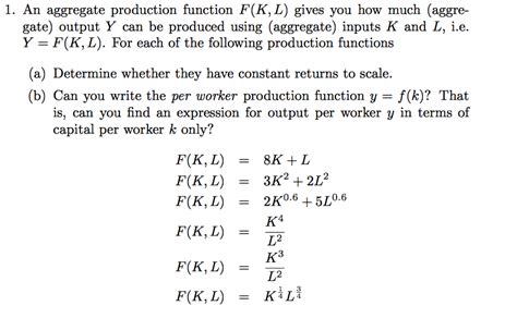 solved an aggregate production function f k l gives you