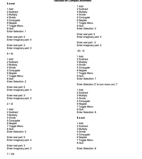 Solved Testcase For Complex Arithmetic Aout 1 Add 2