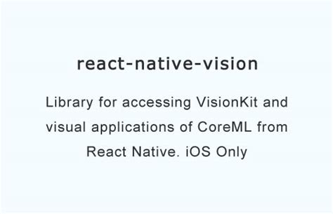 Supporting Advanced Vision And Ml Functionality With React Native