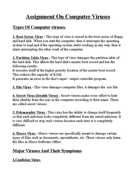 Assignment On Computer Viruses Odt Pdf Ransomware Computer Virus