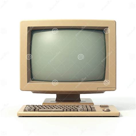 Retro Computer Screen And Keyboard Vintage Desktop Pc Monitor Old
