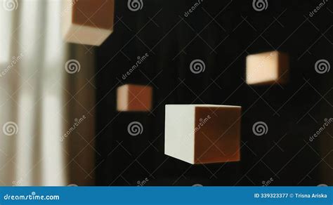 Floating Cubes In A Dark Setting Create A Surreal And Minimalist Visual Effect Stock