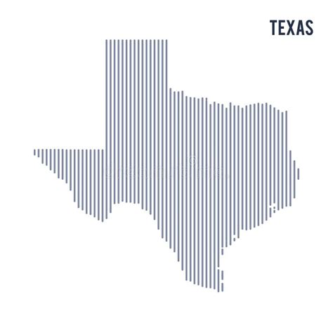 Vector Abstract Hatched Map Of State Of Texas With Vertical Lines Isolated On A White Background
