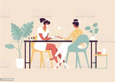 매니큐어 프로세스 벡터 그림입니다 뷰티 캐비닛 응접실 손 관리 자신을 사랑해요 손톱 전문가 도구 액세서리 가위 매니큐어 팔레트 반짝이 램프 스프레이 뷰티 비즈니스 여자