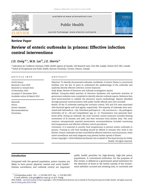 Pdf Review Of Enteric Outbreaks In Prisons Effective Infection Control Interventions