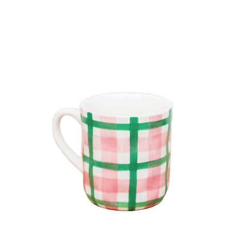 Pink Green Gingham Mug Jumbled