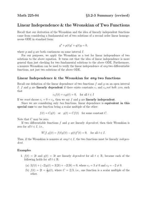 Wronskian Pdf Pdf Equations Linear Algebra