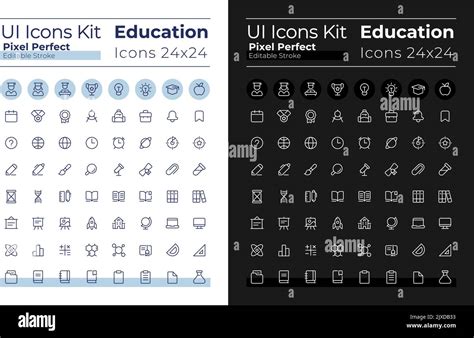 Distance Education Pixel Perfect Linear Ui Icons Set For Dark Light Mode Stock Vector Image
