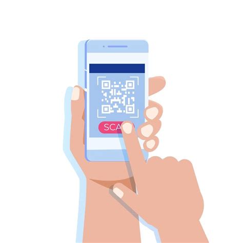 Qr 코드 스캔에는 스마트 폰을 사용하십시오 프리미엄 벡터