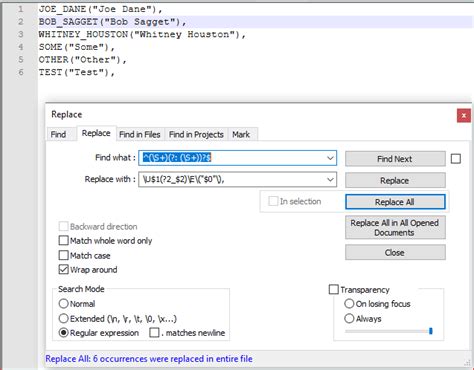 Notepad Using Regex To Duplicate A Selection And Replacing Some