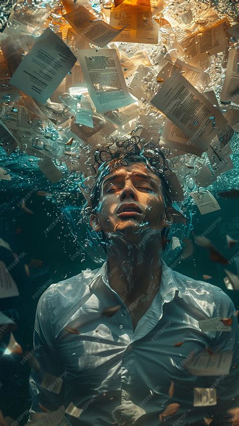 Premium Photo Drowning In Responsibilities Paper Ocean