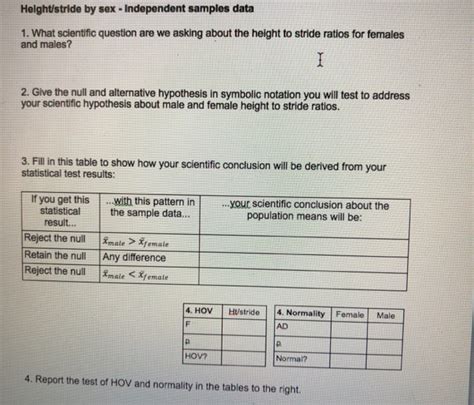 Heightstride By Sex Independent Samples Data 1