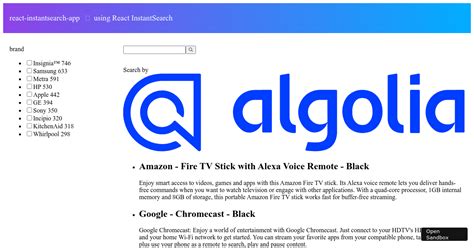 React Instantsearch App Forked Codesandbox