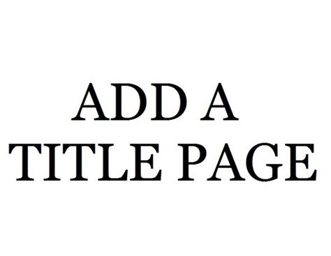 Add A Title Page
