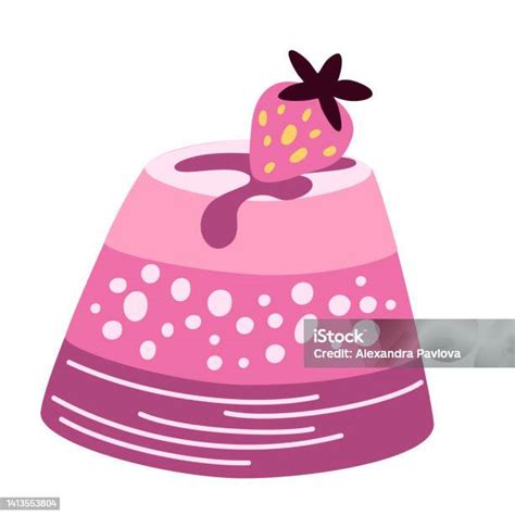 딸기 디저트 파나코타 베리 디저트 레스토랑 바 메뉴 및 웹에 적합합니다 흰색 배경에 고립 된 벡터 만화 일러스트레이션 공휴일에 대한 스톡 벡터 아트 및 기타 이미지 Istock