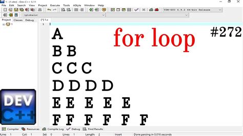 Program For Print A Alphabetical Pattern In C Language For Loop Youtube
