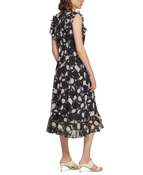 Calvin Klein Ruffled V Neck Dress Macys