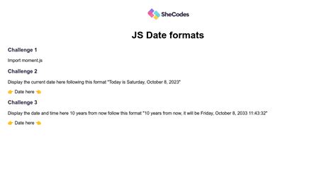 Js Date Formats Challenge Codesandbox
