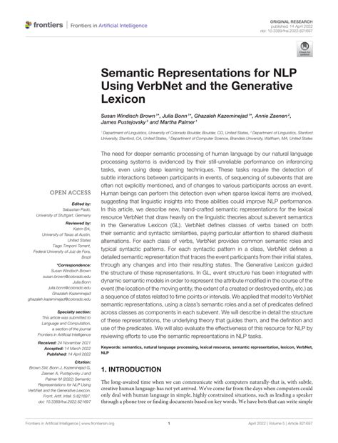 pdf semantic representations for nlp using verbnet and the generative