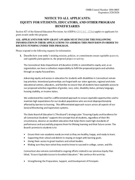 Fillable Online Connecticut Section 427 Gepa Form Fax Email Print