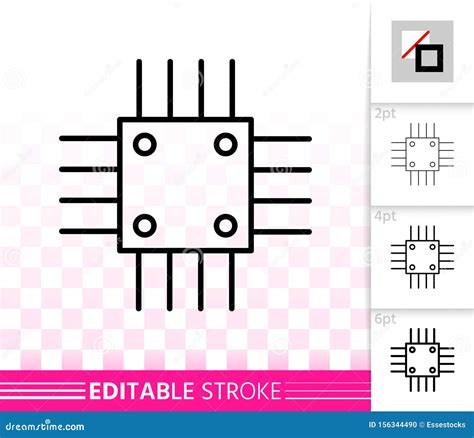Microchip Circuit Simple Black Line Vector Icon Stock Vector Illustration Of Circuit