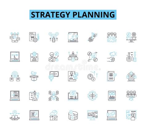 Strategy Planning Linear Icons Set Alignment Analysis Approach Blueprint Collaboration