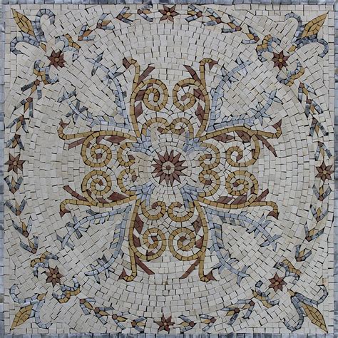 Square Ancient Mosaic Floor Tile Mosaic Marble