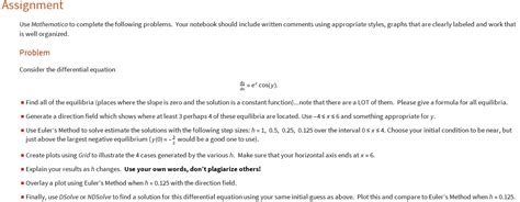 Assignment Use Mathematica To Complete The Following