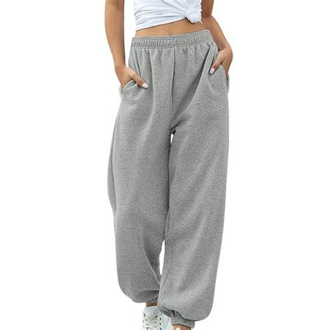 Womens Closed Bottom Sweatpants With Pockets High Waist Workout Jogger