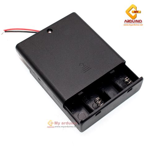 รางถ่าน Aa 4 ก้อน 6v พร้อมสวิตช์และฝาปิดด้านหลัง ขาย Arduino อุปกรณ์ Arduino คุณภาพดี ราคาถูก