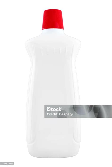 흰색 배경에 고립 된 빨간색 모자가있는 흰색 플라스틱 병에 설거지용 가정용 화학 물질 0명에 대한 스톡 사진 및 기타 이미지