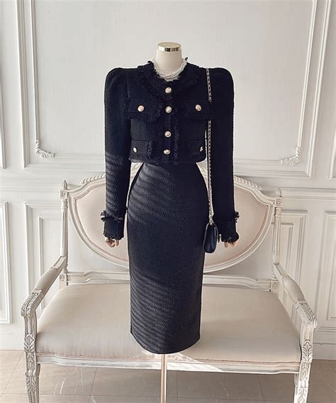 우아르 에리카 트위드 롱투피스 결혼식 하객룩 데이트룩 오피스룩 파티룩 상견례룩 브라이덜샤워 돌잔치 정장원피스 오피스룩자켓 크롭자켓 트위드투피스 트위드원피스 트위드자켓