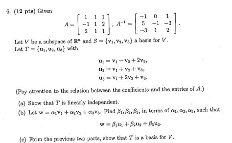 Solved 6 12 Pts Given A C 1 1 1 1 1 2 2 1 1 A 1 1 Chegg Com