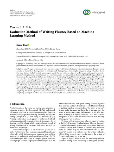 Pdf Evaluation Method Of Writing Fluency Based On Machine Learning Method