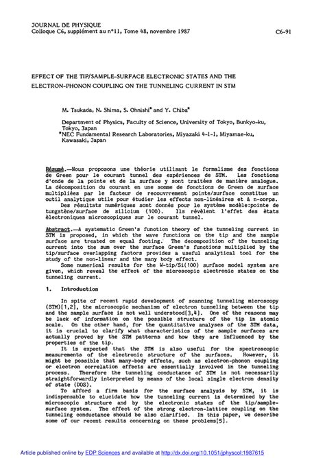 Pdf Effect Of The Tipsample Surface Electronic States And The Electron Phonon Coupling On The