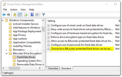 Use GPO To Automatically Save BitLocker Recovery Key In Active Directory Password Recovery