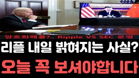 리플전망 리플 충격적인 소식 내일 드디어 밝혀지는 사실 하락하는 이유가 있었네요 오늘 영상은 꼭 보셔야합니다 리플전망