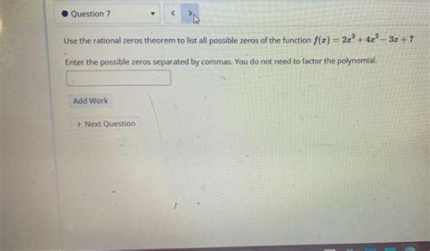Solved Use The Rational Zeros Theorem To List All Possible