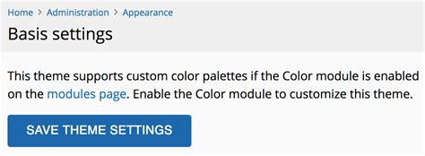 UX DX Improve The Message About Theme Color Module Support Issue Backdrop Backdrop