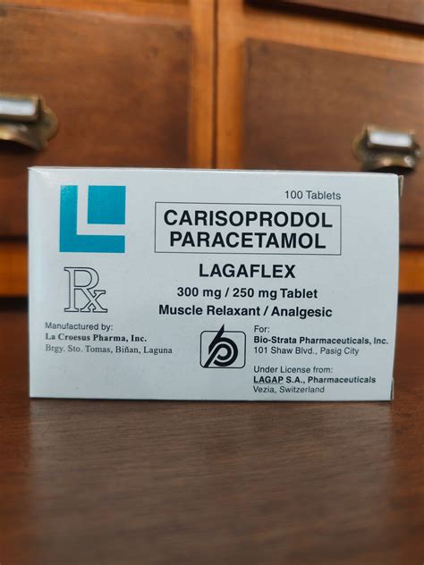 Carisoprodol Paracetamol Lagaflex 300mg 250mg Tablet Meds For All