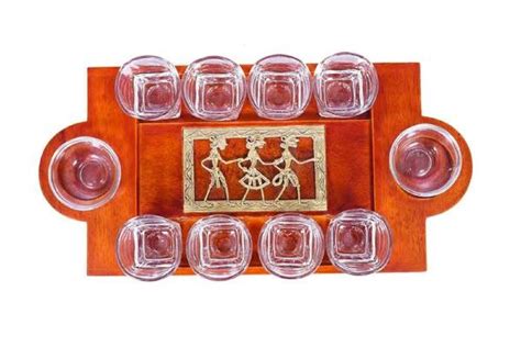 Olha O Ethnic Ting And Decor Shot Tray Rectangular Jaali In Mango