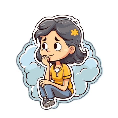 구름 스티커 클립 아트에 생각하는 소녀 일러스트 벡터 생각하는 소녀 상표 만화 Png 일러스트 및 벡터 에 대한 무료 다운로드 Pngtree