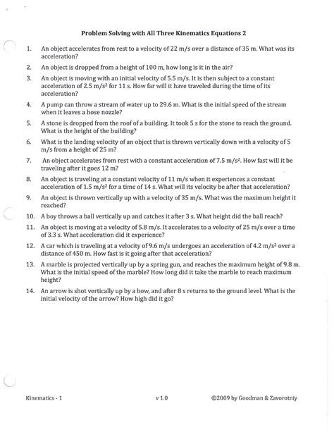 SOLUTION Physics Three Kinematic Equations Practice Problems With Solutions Studypool