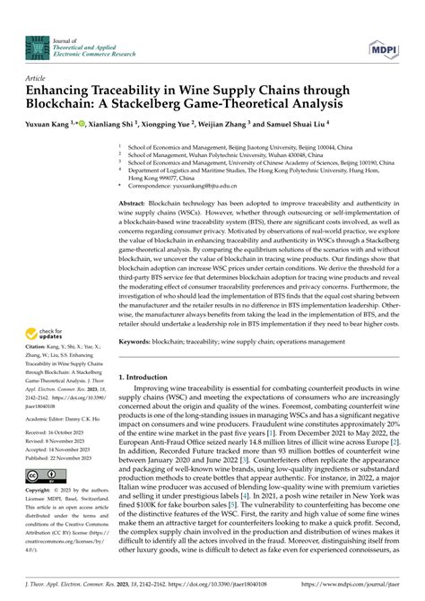 Pdf Enhancing Traceability In Wine Supply Chains Through Blockchain A Stackelberg Game