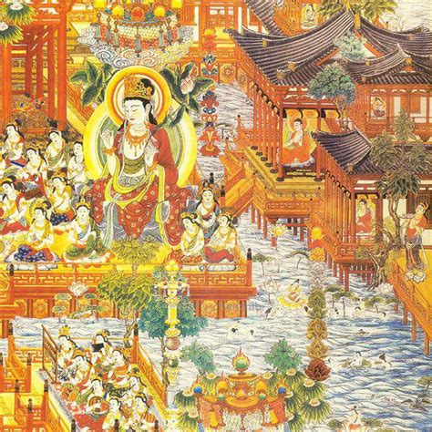 西方极乐世界庄严图卷轴挂画 稀世名作触手可及 林艺堂仿真画