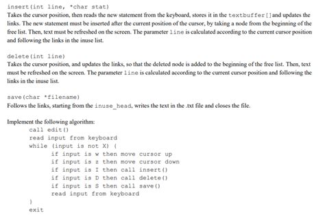 Solved You Will Implement A Simple Text Editor With A