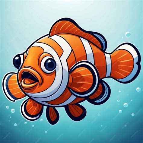 Милая плавающая рыбка клоун мультфильм векторная иллюстрация Премиум Ai сгенерированное